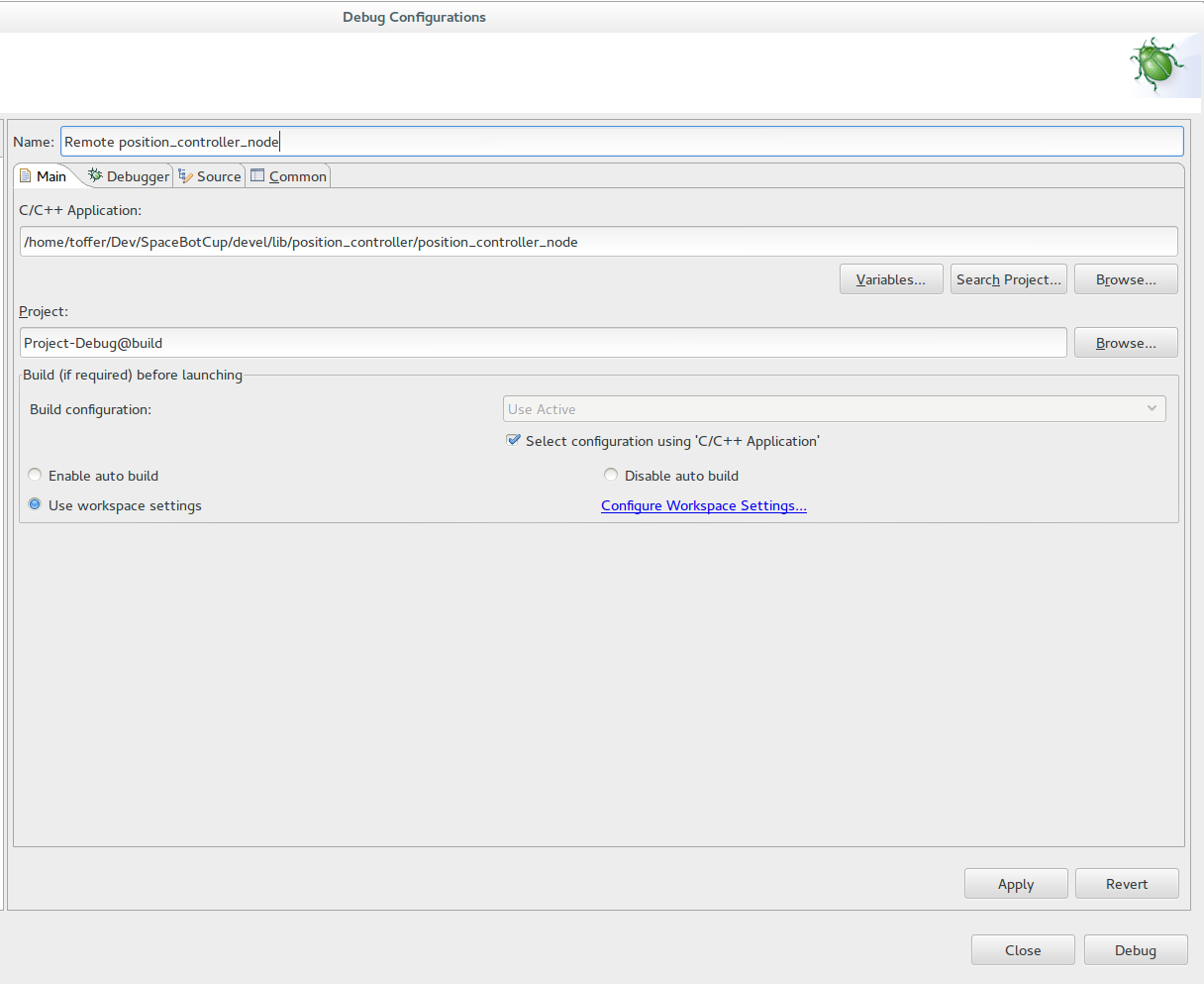 Debugging ROS nodes started from launch file with Eclipse | CEH-PHOTO